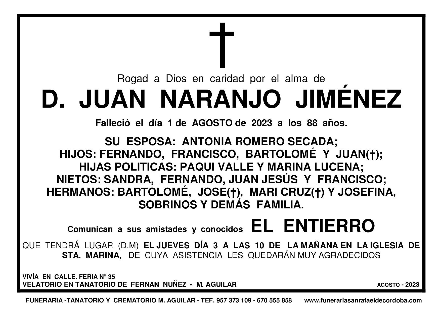 JUAN GALAN MOLERO – Funeraria y Tanatorio San Rafael de Córdoba (Fernán ...